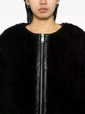 B+AB Faux Fur Zip-up Jacket - Black