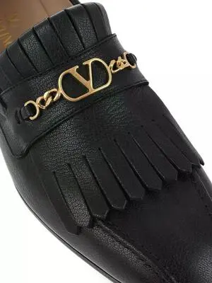 Valentino Garavani Vlogo Signature Fringed Loafers - Black