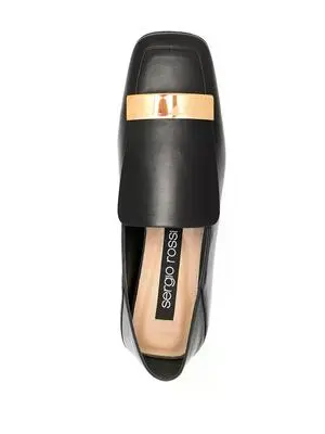 SERGIO ROSSI Square-toe Loafers With Gold-tone Hardware
