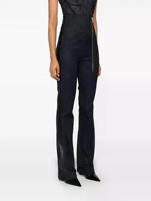 MITILIANE COUTURE High-waisted Jeans With Leather Trim