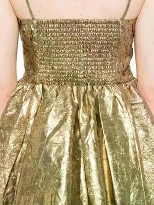 GANNI Pleat-strap Mini Dress In Metallic