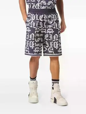 Philipp Plein All-over Logo Print Shorts - Blue