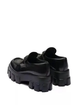 Prada Brushed Leather Monolith Loafers - Black