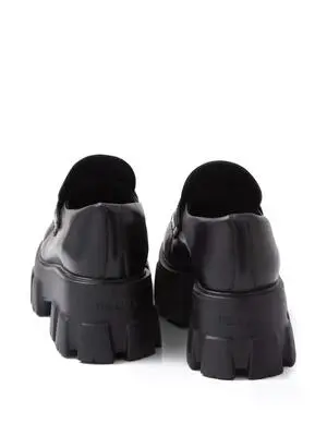 Prada Brushed Leather Monolith Loafers - Black