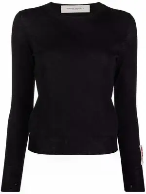 GOLDEN GOOSE Logo Patch Fine Knit Jumper - Black