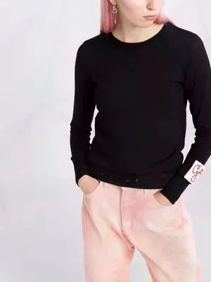 GOLDEN GOOSE Logo Patch Fine Knit Jumper