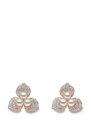 Yoko London 18kt Rose Gold Akoya Pearl And Diamond Earrings - Pink