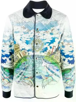 Casablanca Quilted Graphic Print Jacket - White