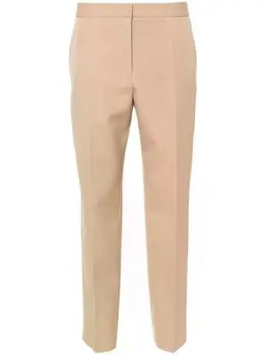 JIL SANDER Camel Beige Wool Gabardine Tapered Cropped Trousers