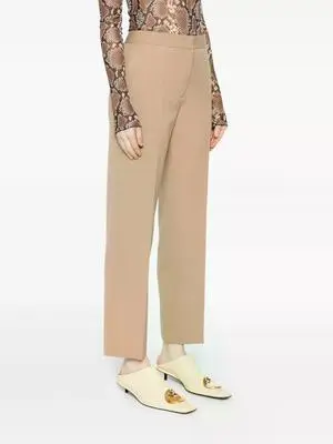 JIL SANDER Camel Beige Wool Gabardine Tapered Cropped Trousers