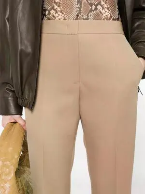 JIL SANDER Camel Beige Wool Gabardine Tapered Cropped Trousers