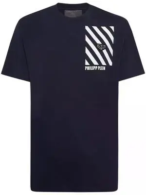 Philipp Plein Stripe-print T-shirt - Blue