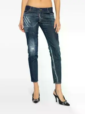 Dsquared2 Logo Patch Cotton Jeans - Blue
