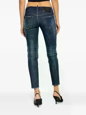 Dsquared2 Logo Patch Cotton Jeans - Blue
