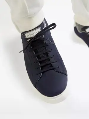 Brunello Cucinelli Calf Suede Lace-up Sneakers - Blue