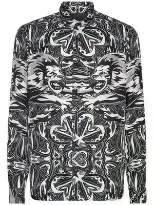 Philipp Plein Dandy Lion Circus Silk Shirt - Black