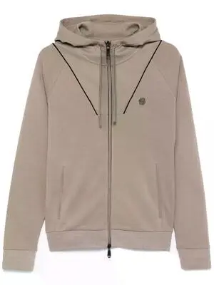 BOSS Double B-monogram Zip-up Hoodie - Grey