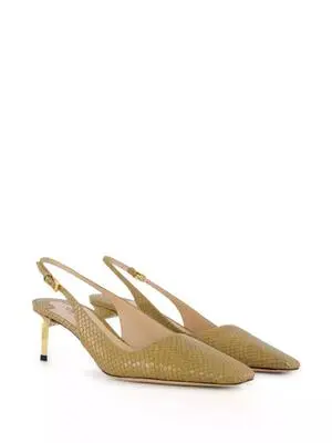 TOM FORD Snake-embossed Slingback Pumps - Neutrals