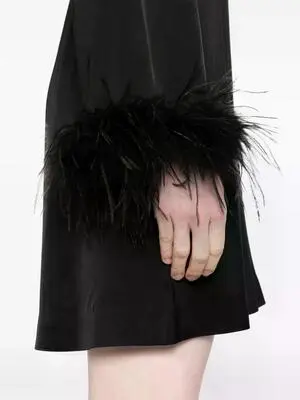 TWINSET Feather-trimmed Satin Mini Dress