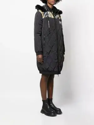 Versace Quilted Graphic Print Coat