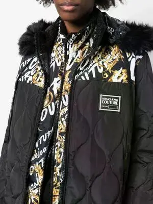 Versace Quilted Graphic Print Coat