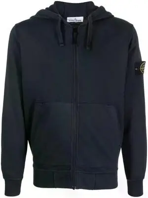 Stone Island Logo-patch Drawstring Hoodie - Blue