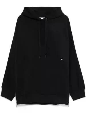 Helmut Lang Side Zip Hoodie With Rear Logo Print - Black