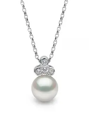 Yoko London 18kt White Gold Freshwater Pearl And Diamond Pendant Necklace - Silver
