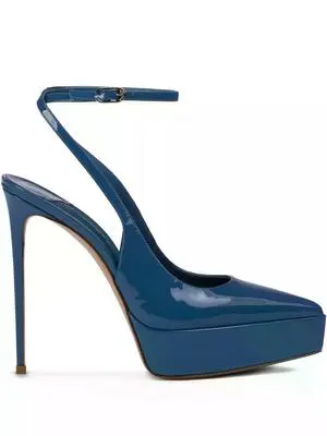 LE SILLA Patent Leather Platform Pumps - Blue