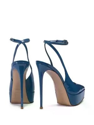 LE SILLA Patent Leather Platform Pumps - Blue