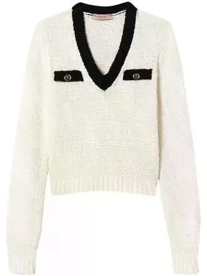 TWINSET Oval T Button-detail Jumper - Neutrals