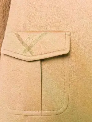 Fendi Single-breasted Coat With Furry Sleeves