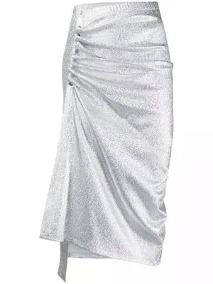 Rabanne Ruched Metallic Midi Skirt