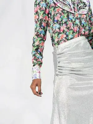 Rabanne Ruched Metallic Midi Skirt