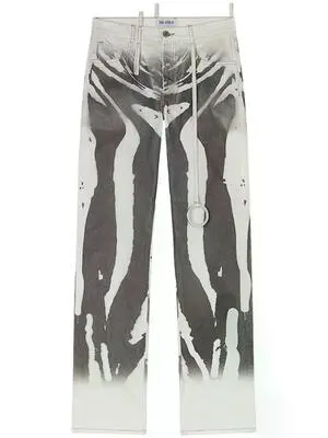 Attico Abstract Print Low-rise Straight Leg Jeans