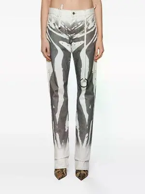 Attico Abstract Print Low-rise Straight Leg Jeans