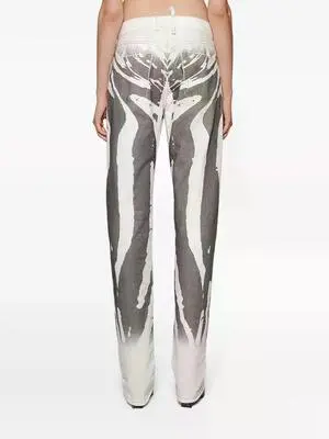 Attico Abstract Print Low-rise Straight Leg Jeans