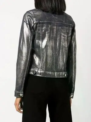 MADISON MAISON Metallic Denim Cropped Jacket