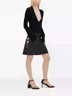 COURREGES Ribbed Knit Bodysuit With Appliqué Logo