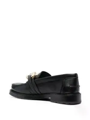 Moschino Plaque Leather Loafers