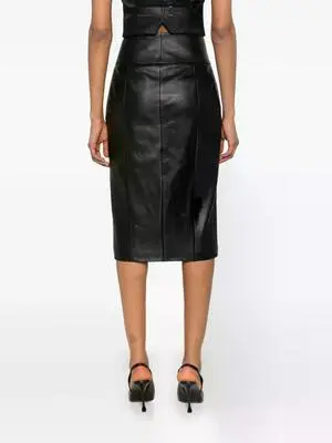 MITILIANE COUTURE Leather Zip-up Midi Skirt