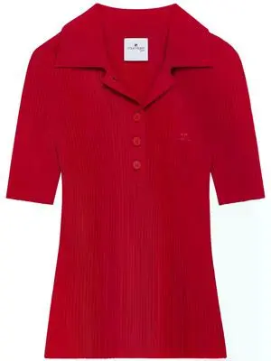 COURREGES Ribbed Polo Top - Red