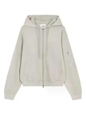 STUDIO TOMBOY Zip-up Hoodie With Adjustable Drawstring And Contrast Panelling - Grey