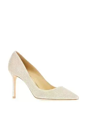JIMMY CHOO Romy 85 Pumps In Platinum Ice Dusty Glitter - Silver