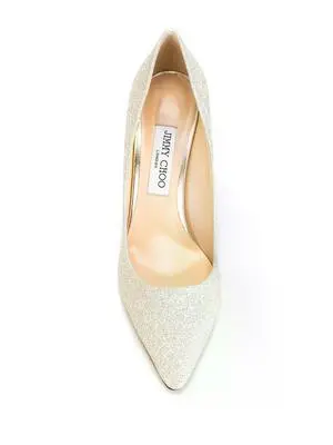 JIMMY CHOO Romy 85 Pumps In Platinum Ice Dusty Glitter - Silver