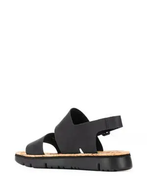 Camper Oruga Leather Slingback Sandals - Black