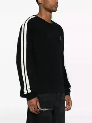 Palm Angels Embroidered Monogram Striped Sweater - Black