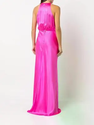 Michelle Mason Draped Halterneck Gown - Pink