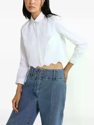 PATOU Cropped Scalloped Poplin Shirt