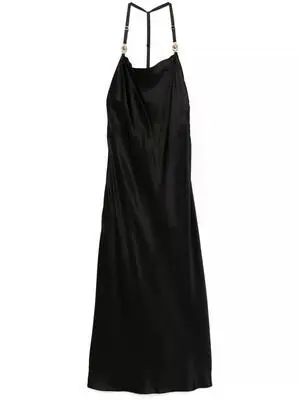 MARINE SERRE Satin Maxi Slip Dress - Black